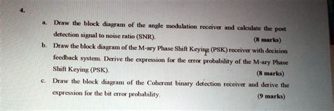 Solved Draw The Block Diagram Of The Angle Modulation Receiver And Calculate The Post Detection