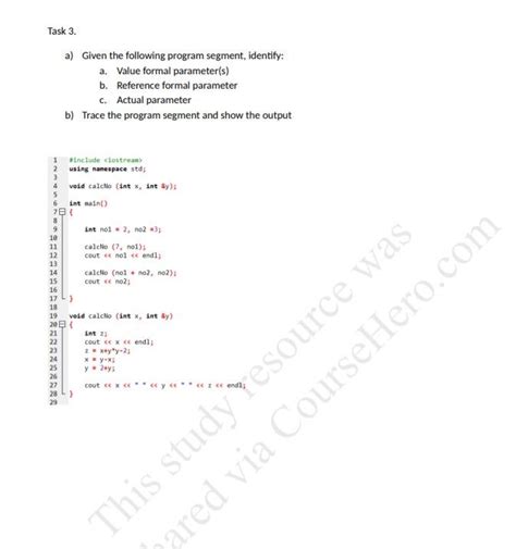 solved task 3 a given the following program segment