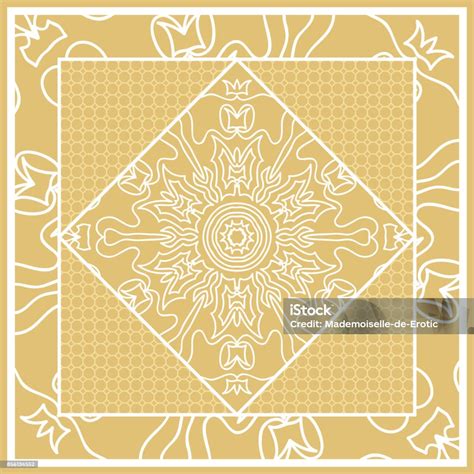 템플릿 소파 광장 베개에 대 한 인쇄입니다 손그리기 만다라와 꽃 형상 패턴입니다 벡터 일러스트입니다 직물 섬유 두건 Scarg