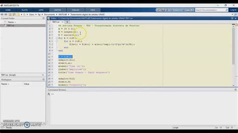 Funcionamiento algorítmo de la transformada discreta de Fourier (Matlab) - YouTube