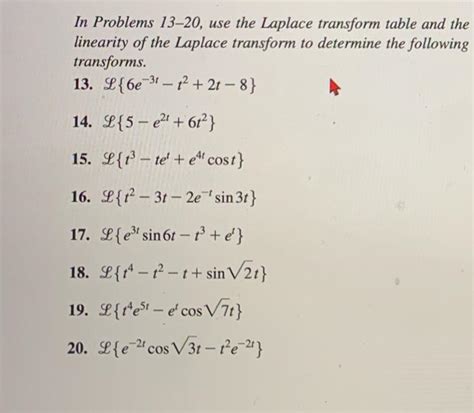Solved In Problems Use The Laplace Transform Table Chegg