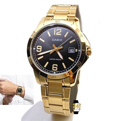 สไตล์เรียบหรูสีทอง อ่านเวลาง่าย Casioผู้ชายแท้ นาฬิกาcasio คาสิโอ นาฬิกาข้อมือแท้ ตัวเลขขนาดใหญ่