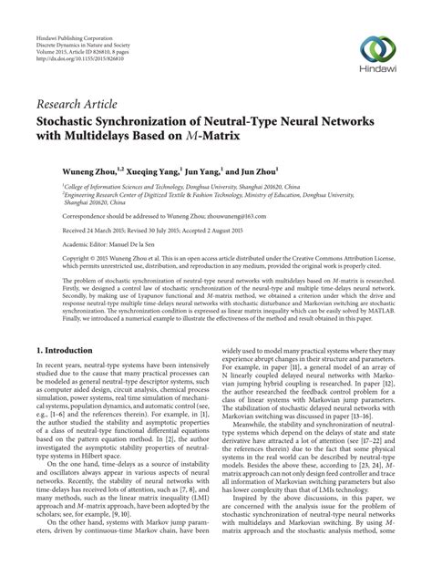Pdf Stochastic Synchronization Of Neutral Type Neural Networks With