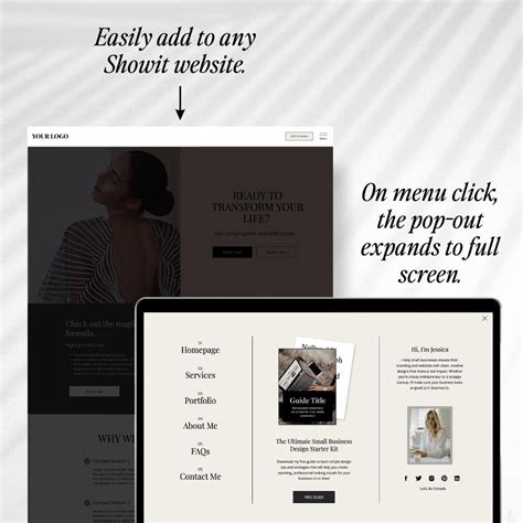 showit add on canvas template pop out expanded navigation menu premium