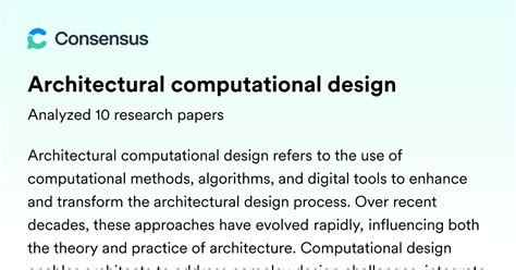 Architectural Computational Design Consensus