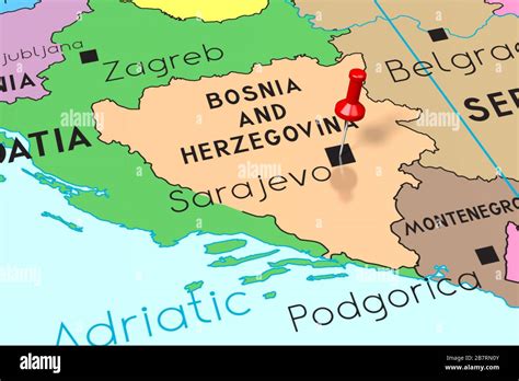 Sarajevo Capital Map Bosnia Herzegovina Political Map Capital Sarajevo