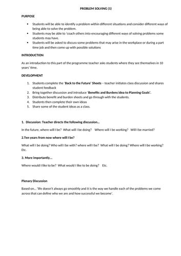 Problem Solving Module For Life Skills Or Pshe Teaching Resources