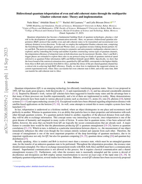 Pdf Bidirectional Quantum Teleportation Of Even And Odd Coherent