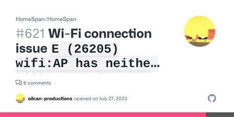 wi fi connection issue `e 26205 wifi ap has neither dsss parameter