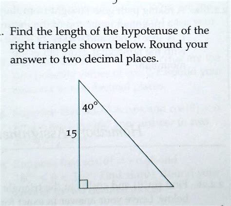 solved find the length of the hypotenuse of the right triangle shown