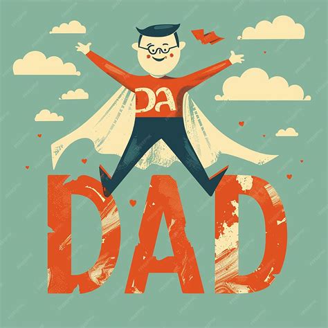 A Cartoon Character With A White Cape And A Red And Orange Text That Says Quot Dad Quot
