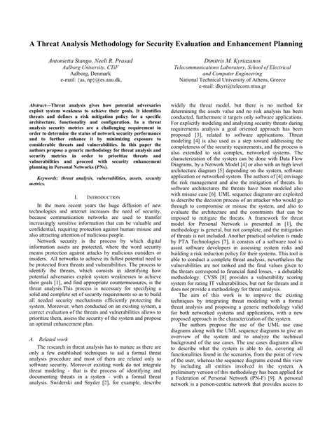 Pdf A Threat Analysis Methodology For Security Evaluation And Enhancement Planning