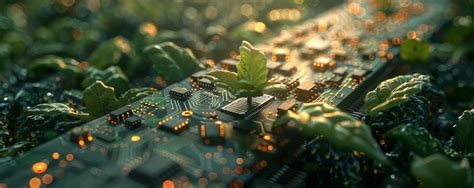 Premium Photo Circuit Boards Merging With Natural Elements Wallpaper