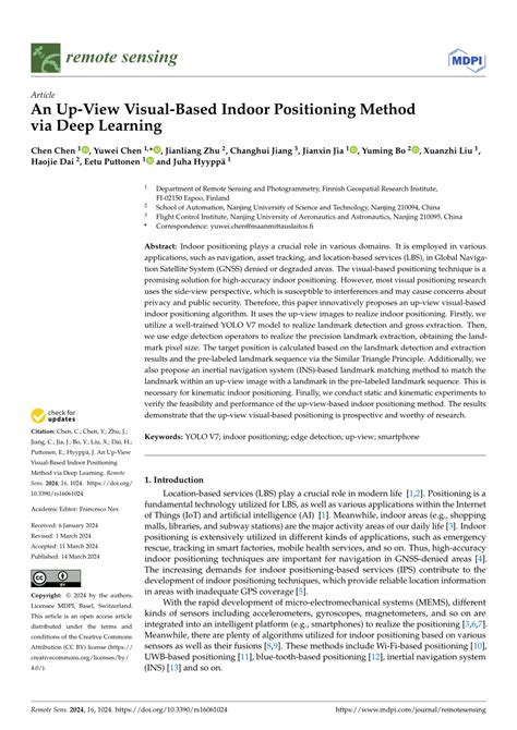 pdf an up view visual based indoor positioning method via deep learning
