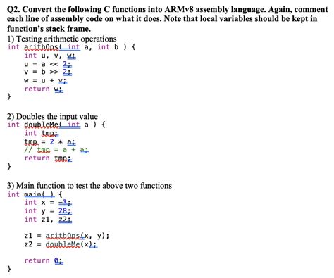 Solved Q Convert The Following C Functions Into ARMv Chegg