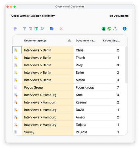 The Overview Of Documents For A Code MAXQDA