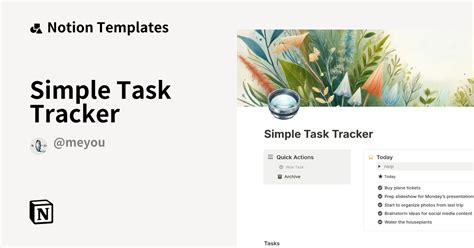 Simple Task Tracker Template by MeYou | Notion Marketplace