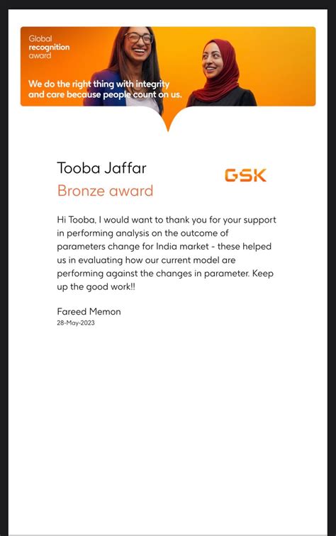 tooba jaffar on linkedin grateful to have received this award looking