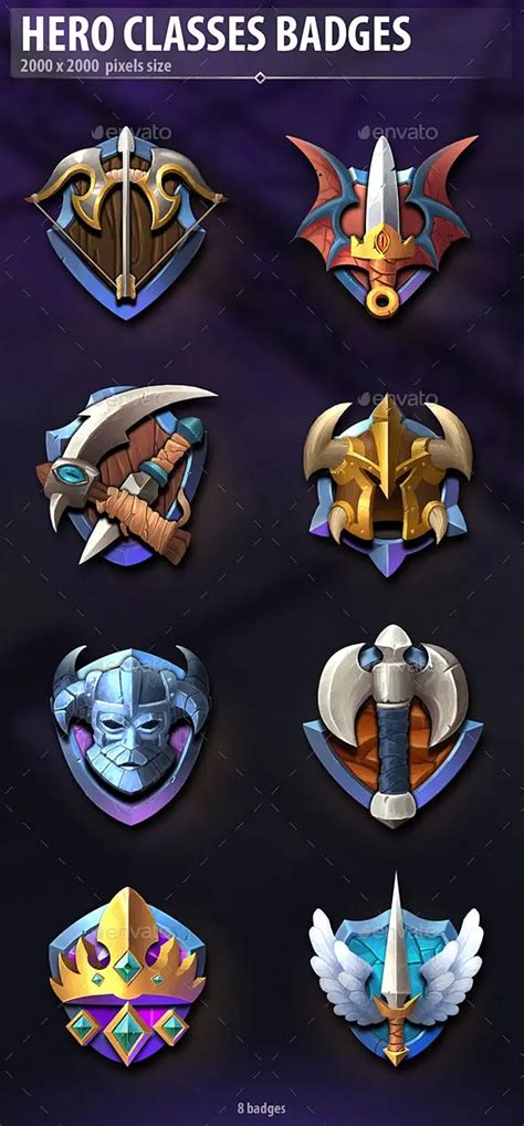 Hero Classes Badges Miscellaneous Game Assets 花瓣网