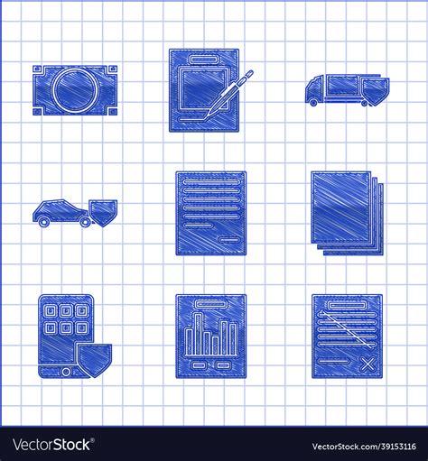 Set Document With Graph Chart Delete File Vector Image