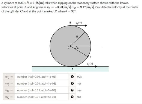 A Cylinder Of Radius R 128 M Rolls While Slipping On The Stationary Surface Shown With The Known