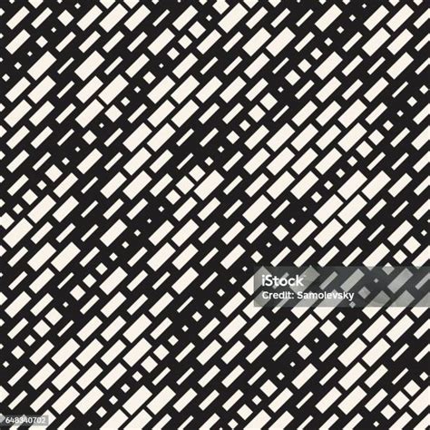 벡터 완벽 한 흑인과 백인 불규칙 한 대시 사각형 격자 패턴입니다 트렌디한 흑백 텍스처입니다 0명에 대한 스톡 벡터 아트 및