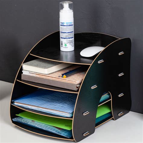 Wooden Color Office Desk Organizer Diy Document Fi Grandado