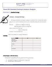 Theme 8 2 Worksheet 1 Docx Theme 08 Standard Costing Variance