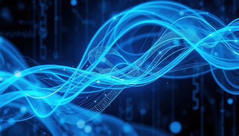 Futuristic Blue Waves Representing Quantum Technology And Digital Data