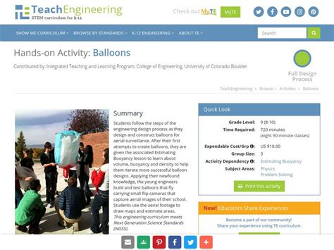 Teach Engineering Balloons Activity For 9th 10th Grade Lesson Planet