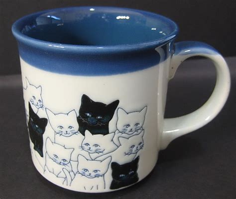 Cat Butterfly Coffee Mug Lang Ceramic Tea Cup Funny Cross Eyed 14 Oz