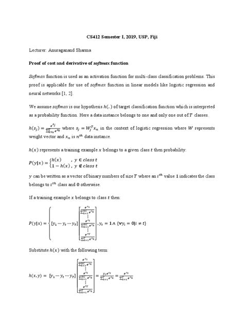 Proof Of Softmax Pdf Statistical Classification Logistic Regression
