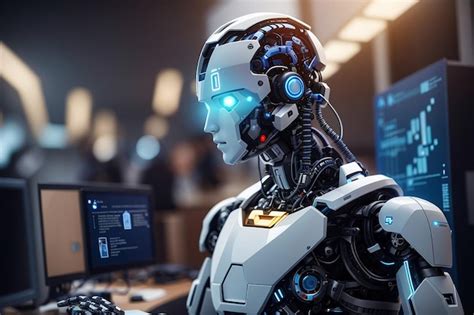 Premium Ai Image Ai Technology Artificial Intelligence Man Using Technology Smart Robot Ai