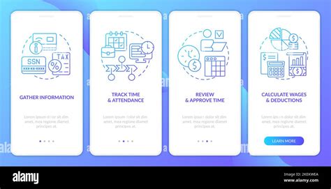 Payroll Processing Stages Blue Gradient Onboarding Mobile App Screen