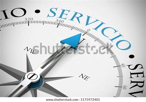 Compass Points Spanish Word Servicio Service Stock Illustration