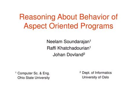 Ppt Reasoning About Behavior Of Aspect Oriented Programs Powerpoint