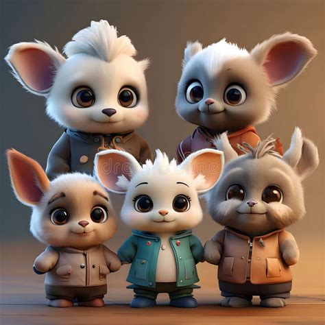Adorable 3d Characters Of Small Animals Stock Illustration
