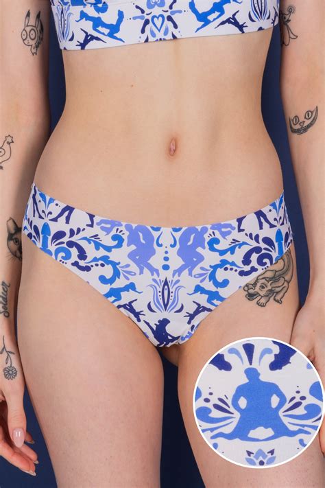 The Risqué Rorschach Shinesty Blue Willow Seamless Thong Xs
