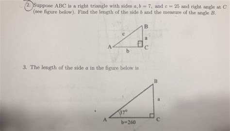 solved 2 suppose abc is a right triangle with sides a b