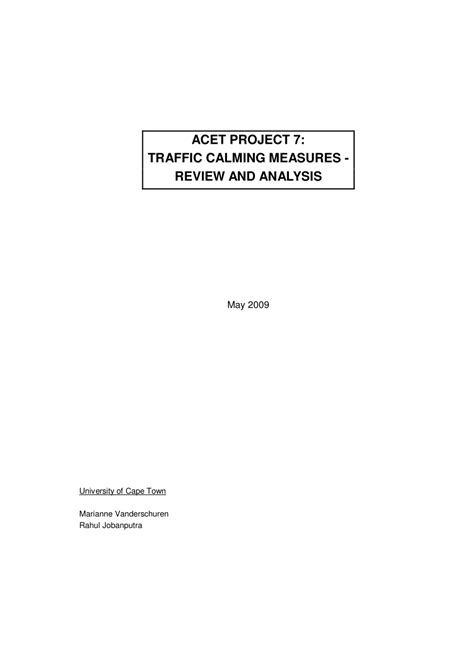 Pdf Traffic Calming Measures Review And Analysis