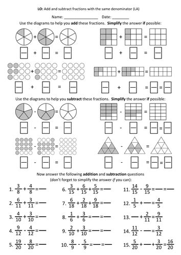 Year 4 Adding And Subtracting Fractions Lesson 1 Teaching Resources