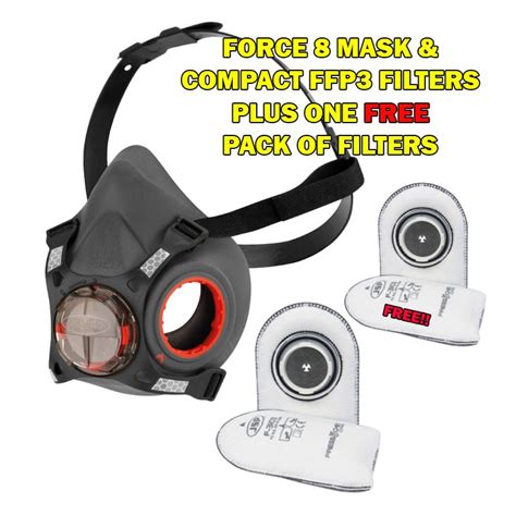 Jsp Force 8 Half Mask And P3 Compact Filters Plus 1 Free Pack