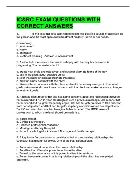 IC RC EXAM QUESTIONS WITH CORRECT ANSWERS IC RC Stuvia US