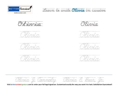 Learn How To Write Olivia In Cursive Free Better Cursive