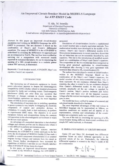 Pdf An Improved Circuit Breaker Model In Models Language For Atp Emtp