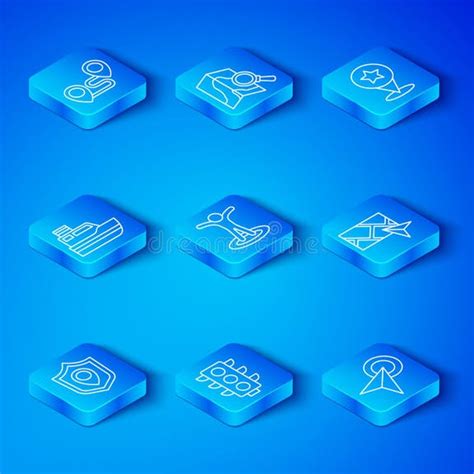 Set Line Location Shield With Person Traffic Light City Map Navigation Map Pointer Star