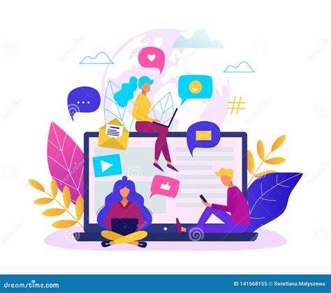 Communication Via Internet Concept Social Networking Chatting Vector Illustration Stock