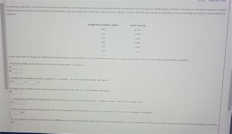 Solved An Important Application Of Regression Analysis In