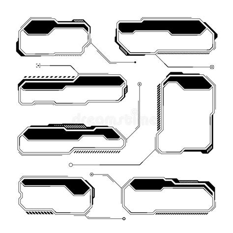 Black Futuristic Hud Or Ui Elements Sci Fi User Interface Text Boxes