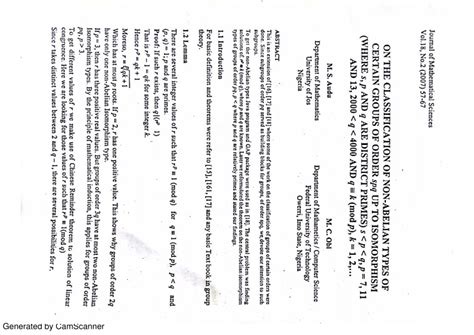 Pdf On The Classification Of Non Abelian Types Of Certain Group Of